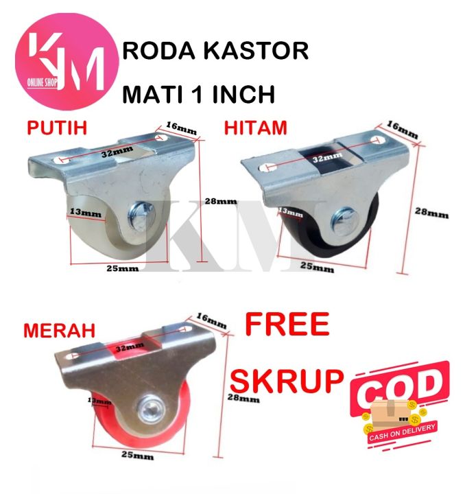 Roda Kastor Plate Pvc Nylon Mati dan Hidup 1 inchi Roda Troly Etalase Isi 1 pcs | Lazada Indonesia