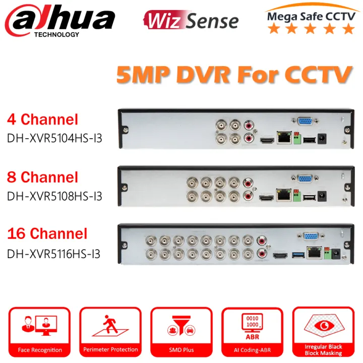 Dahua CCTV DVR 4/8/16CH 5MP H.265+ XVR(DVR) Face Detection Motion ...