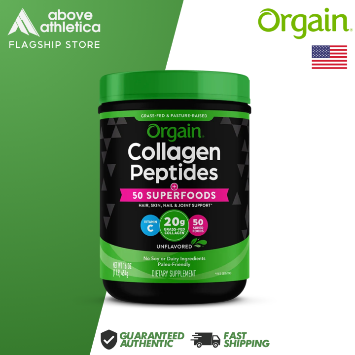Orgain Collagen Peptides Powder Type I and III - 1lb Hair, Skin, Nail ...