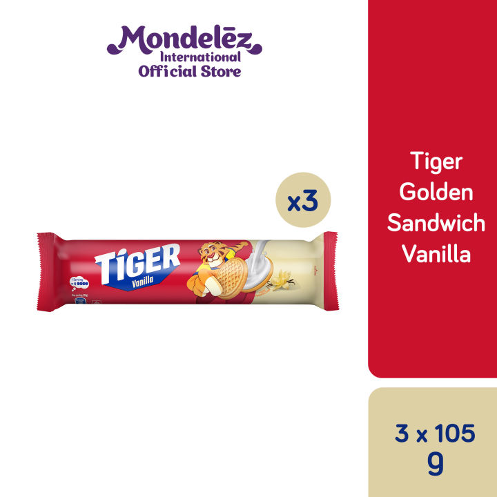[Bundle of 3] Tiger Golden Sandwich Biscuits - [Vanilla/ Strawberry ...