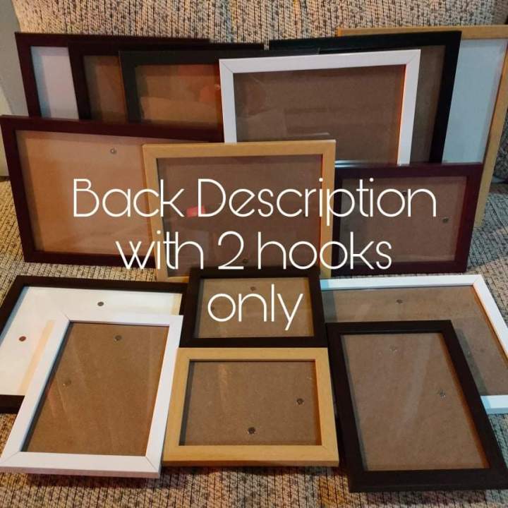 Picture Frame 4R / 5R / 6R / 8R / A4 / 10R Size Wall Decor with 2 Hooks ...