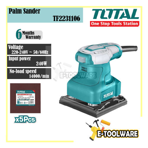 Total TF2231106 Palm Sander Machine 240W Sander Machine Sand Paper ...