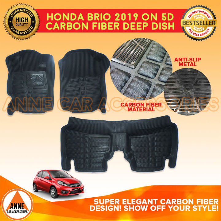 5D Black / 5D Carbon Fiber / TPE Deep Dish for Honda Brio 2018 2019 ...