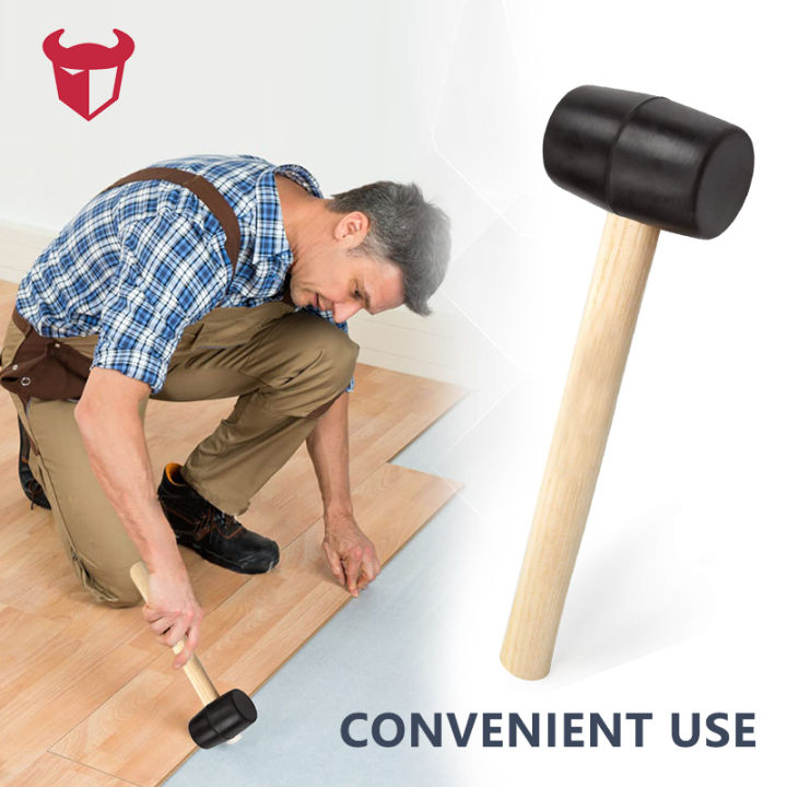 Wooden Handle Rubber Hammer Black Double-sided Multifunctional Rubber ...