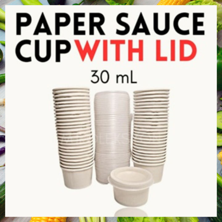 Paper Sauce Cup w/ Lid Mini Paper Bowl 1oz 50pcs | Lazada PH