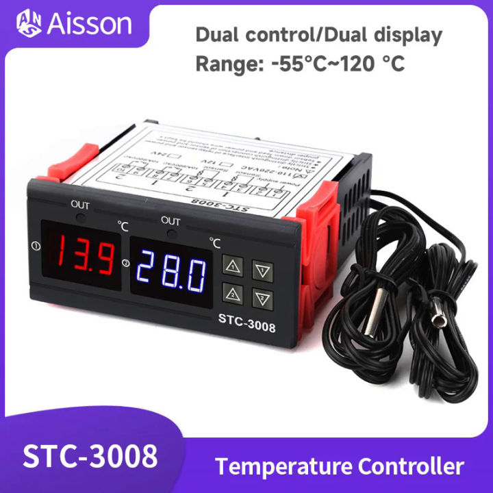 STC-3008 Dual Digital Temperature Controller สองรีเลย์เอาต์พุต ...