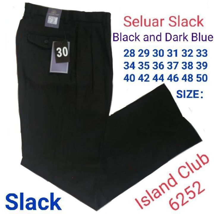 ISLAND CLUB JENAMA Seluar Slack Hitam size hingga 50 | Lazada
