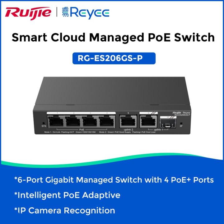 Ruijie Reyee RG-ES206GS-P 6-Port Gigabit Smart Cloud Managed PoE Switch ...