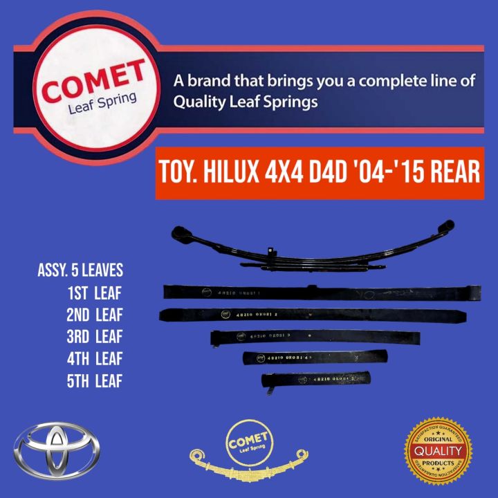Leaf Spring for Toyota Hilux 4x4 D4D 2004-2015 Rear 5 Leaves (Molye ...