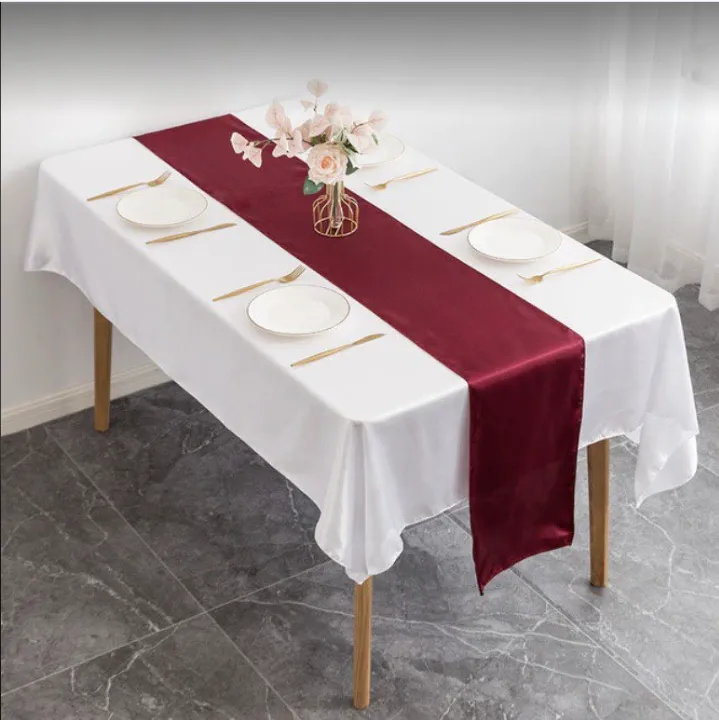 Satin Table Runner Cloth Wedding Party Hotel Venue Decor Supplies ...