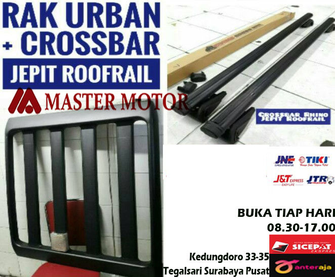 Rak Urban Plastik + Crossbar Rhino Jepit Body / Roofrail 1 set - Paket ...