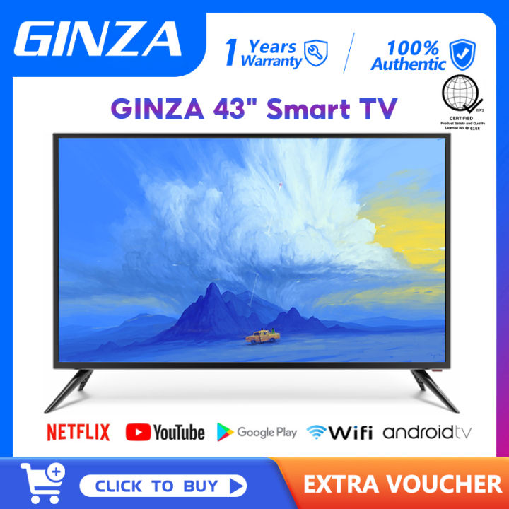 GINZA Smart TV 43 inches flat on sale screen TV Full HD ultra-slim Flat-screen | Lazada PH