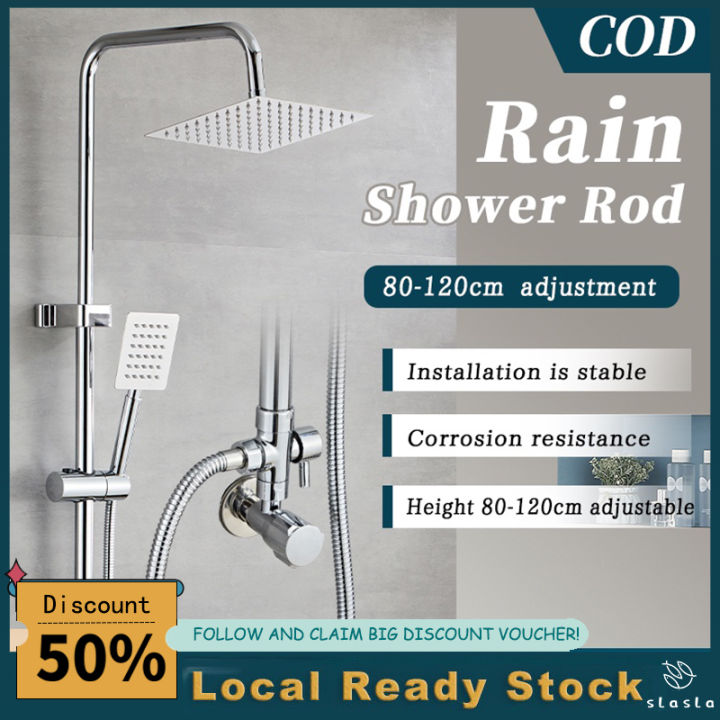 Shower Set 304 Stainless Steel Bathroom Shower height adjustable 2 in 1 ...