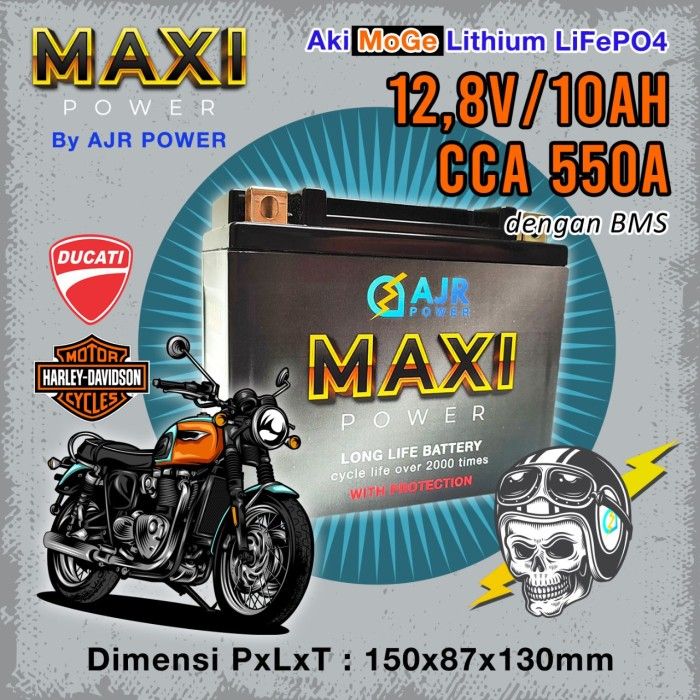 ACCU AKI LITHIUM BATTERY BATERAI LiFePo4 MOGE AJR POWER 12V 12,8V 10AH ...