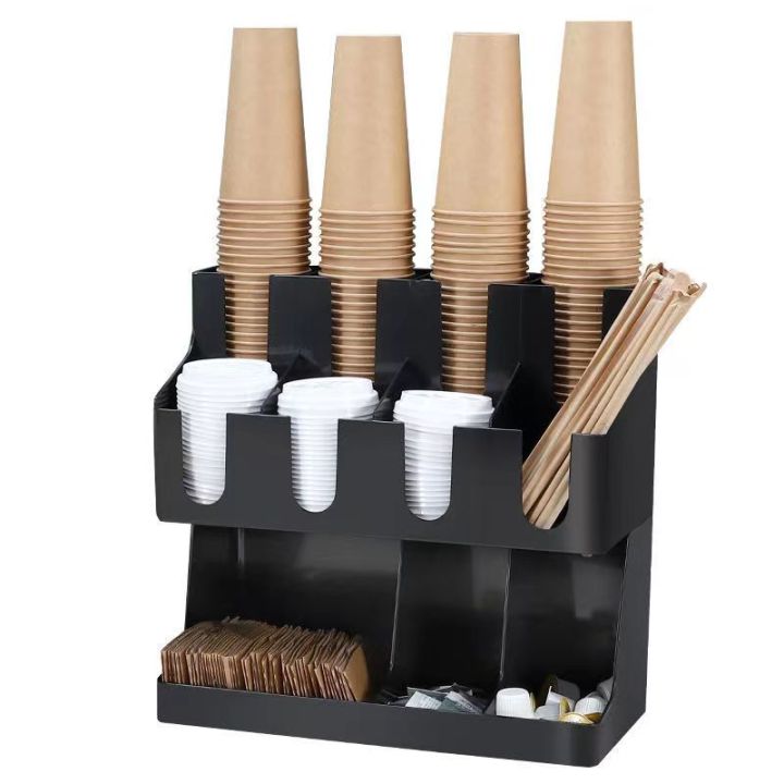 Two layer coffee bar cup holder Removable Cup Straw Tissue Lid Holder ...