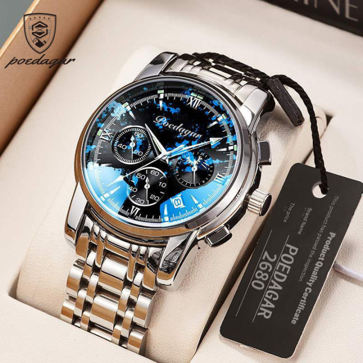 POEDAGAR casual watch for men original waterproof luminous ...