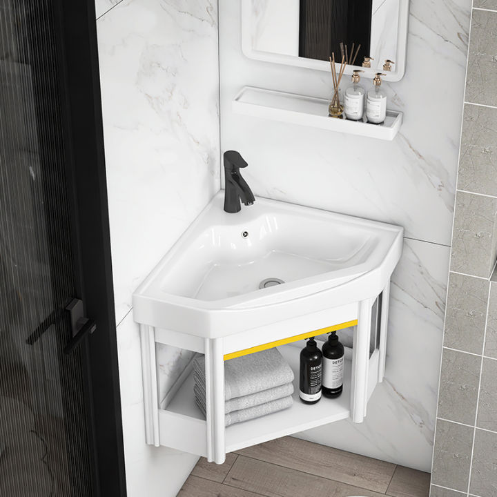 Wall-mounted triangular washbasin small apartment mini corner washbasin ...
