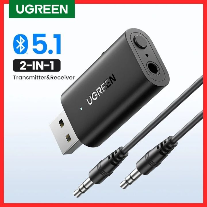 UGREEN 2 In 1 Bluetooth Car Adapter Bluetooth 5.1 Stereo Transmitter Receiver Wireless 3.5Mm Aux ...