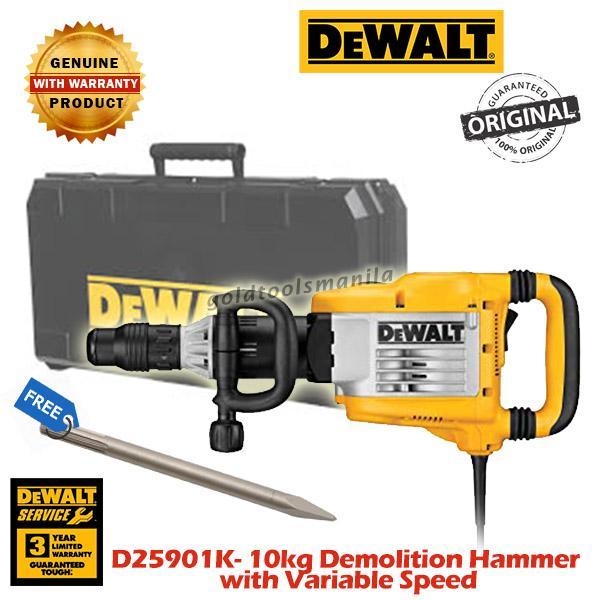 DeWALT D25901K - 10kg Demolition Hammer / Jackhammer / Chipping Gun with Variable Speed 1550W ...