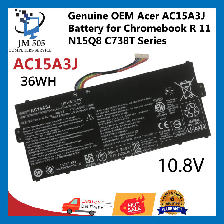 Genuine OEM Acer AC15A3J Battery for Chromebook R 11 N15Q8 C738T Series ...