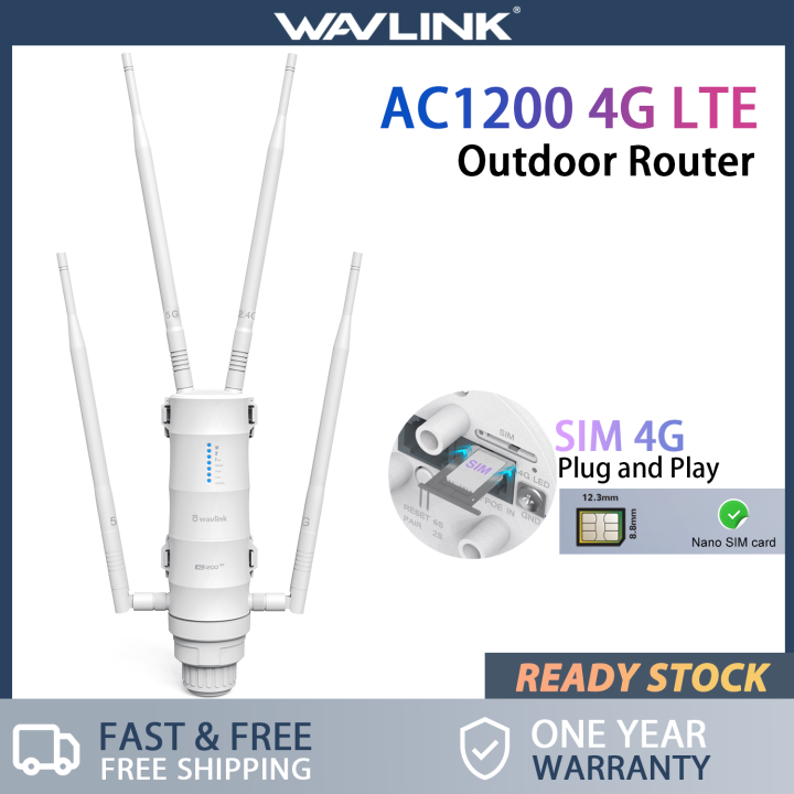 Wavlink AC1200 High Power 4G LTE Outdoor Wi-Fi Router Dual Band ...