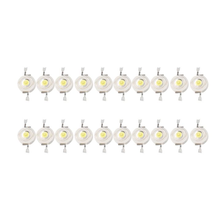 20 Pcs High Power 2 Pin 3W White LED Bead Emitters 170-190Lm 6000K ...