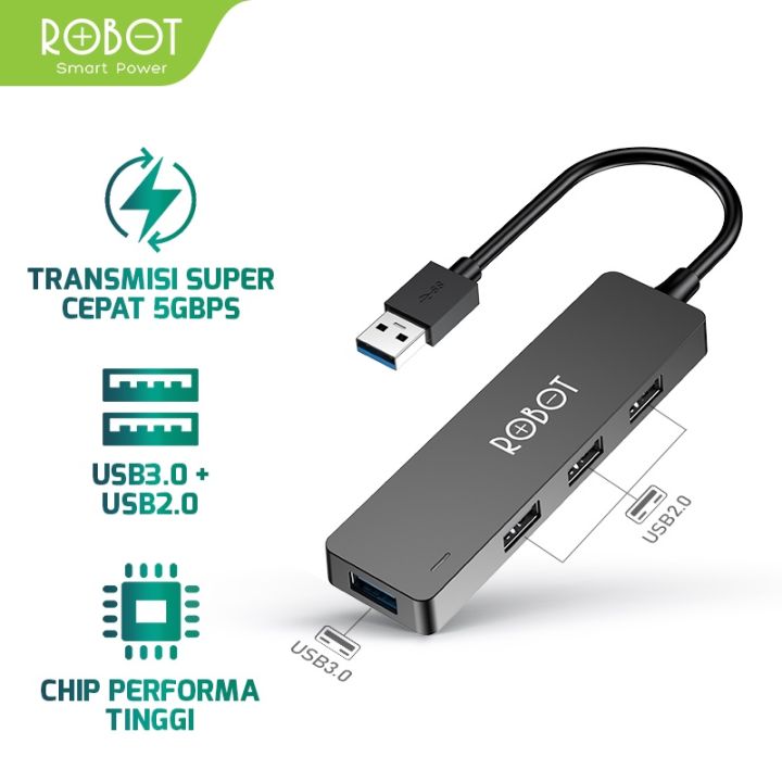 ROBOT USB Hub H160 4 Ports USB 2.0 & USB 3.0 High Speed 5GBPS Original ...