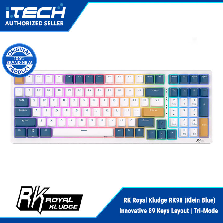 RK Royal Kludge RK98 (Klein Blue) Tri-Mode RGB Hot Swappable Mechanical ...