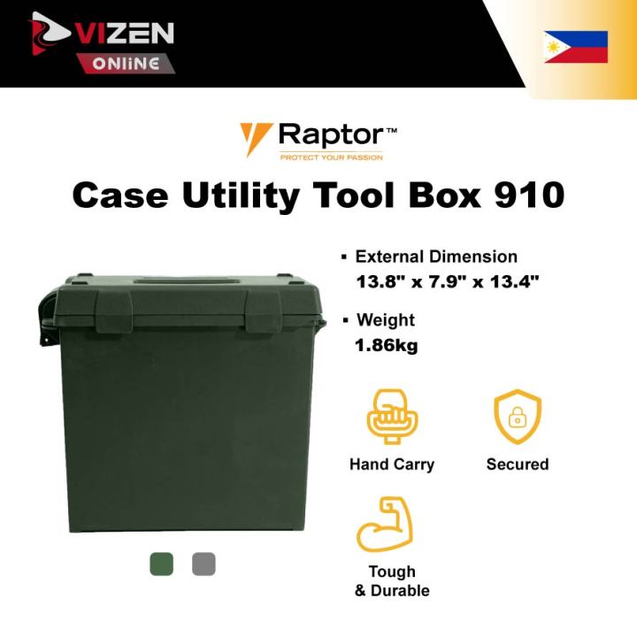 Raptor Case Utility Tool Box 910 for Tactical, Creative & Sports Gear ...