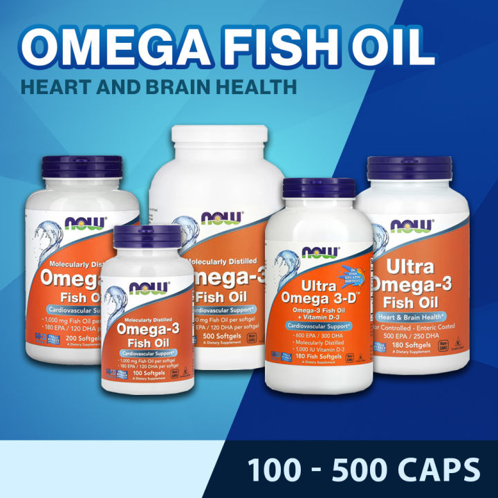 NOW Foods Omega 3 Fish Oil 180 EPA 120 DHA / Ultra Omega 3 500 EPA 250 DHA / Ultra Omega 3D 600 ...