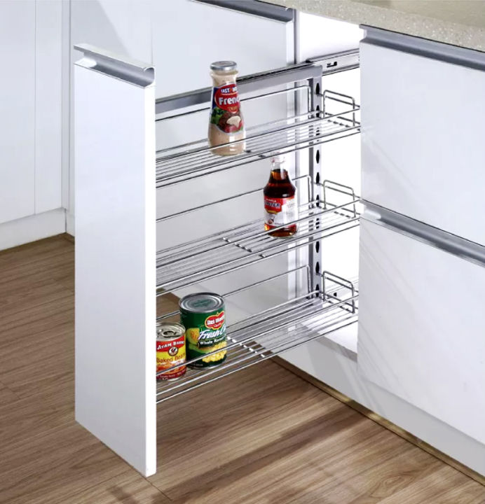 3 layer Stainless Pull out Condiments rack with adjustable frame ...