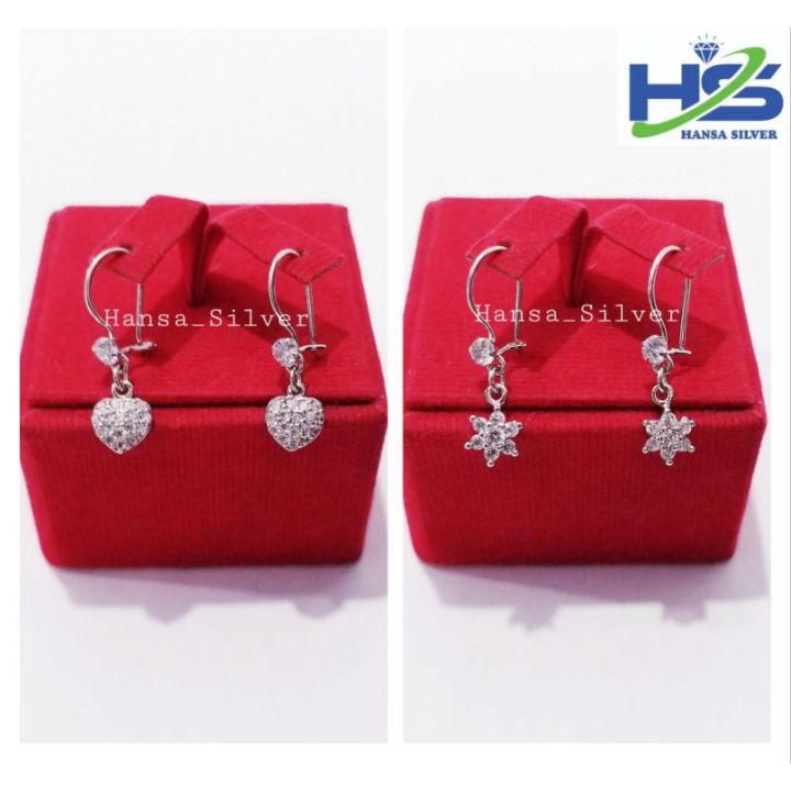 Anting Perak Asli Silver 925 Lapis Emas Putih Agogo Gantungan Love ...