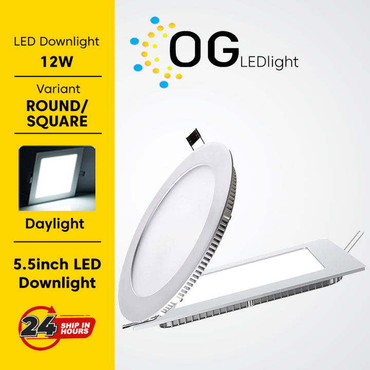 Led Downlight 12W Panel Light Downlight 5.5 Inch (ROUND & SQUARE) 1Pcs ...