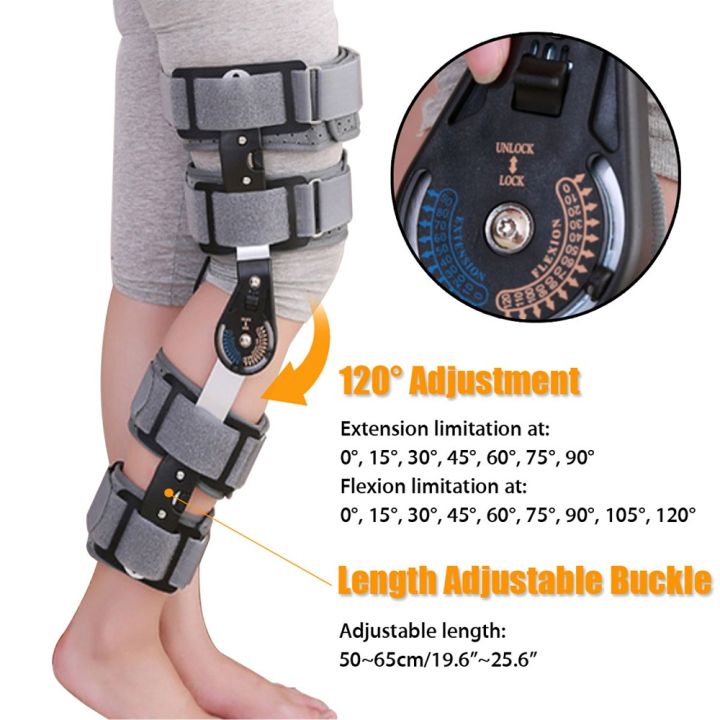 Hinged Knee Leg Brace Support & Protect 120° Adjustable Knee Brace ...