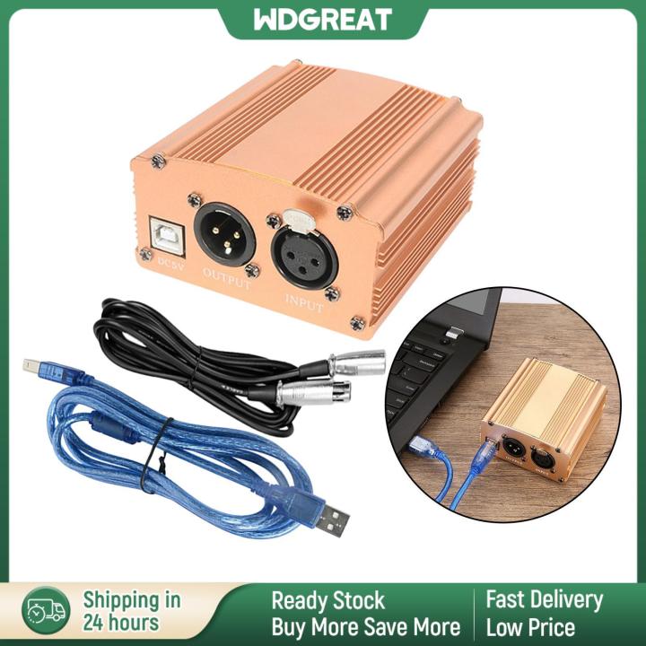WDGREAT 48V Phantom Power Supply Powered + 1.5m USB Cable + 2m XLR 3 ...