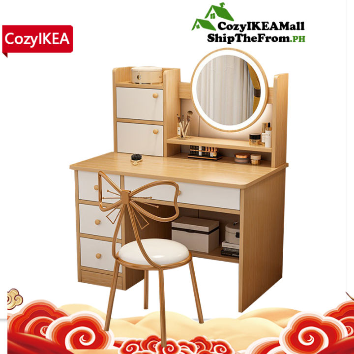 CozyIKEA Dressing Table with Mirror LED Makeup Comestic Tables set with ...