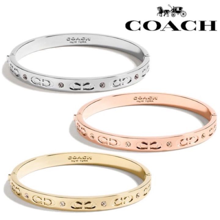🇺🇸กำไรข้อมือ COACH แท้ 100%🇺🇸 Coach Kissing C Hinged Bangle(F59083 ...