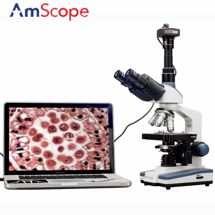 AmScope 2000X LED Lab Trinocular Compound Microscope w 3D Mechanical ...