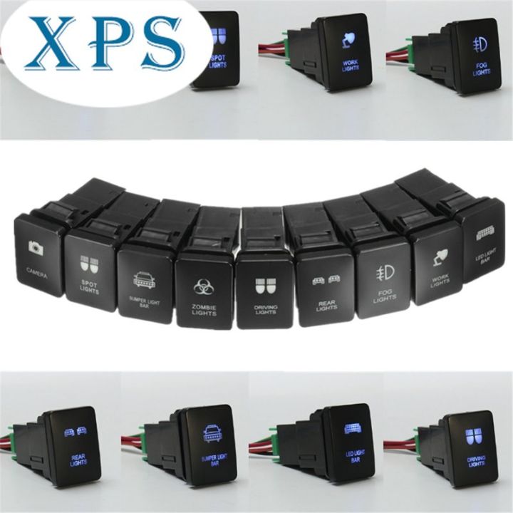 xps 12V Blue LED Light Illuminated Switch On/Off 33x22mm For Toyota ...