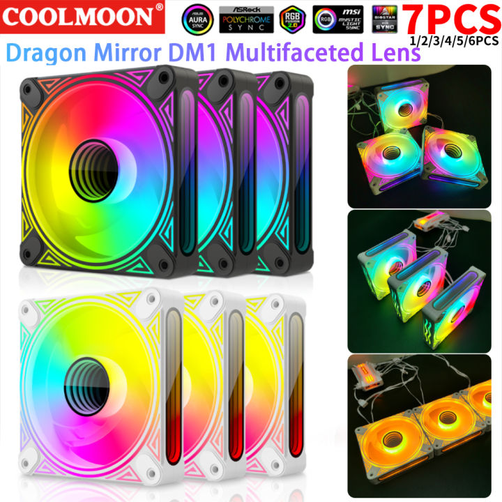 1-7pc Coolmoon 120mm Rgb Computer Chassis Cooling Fan 12v 4pin ...