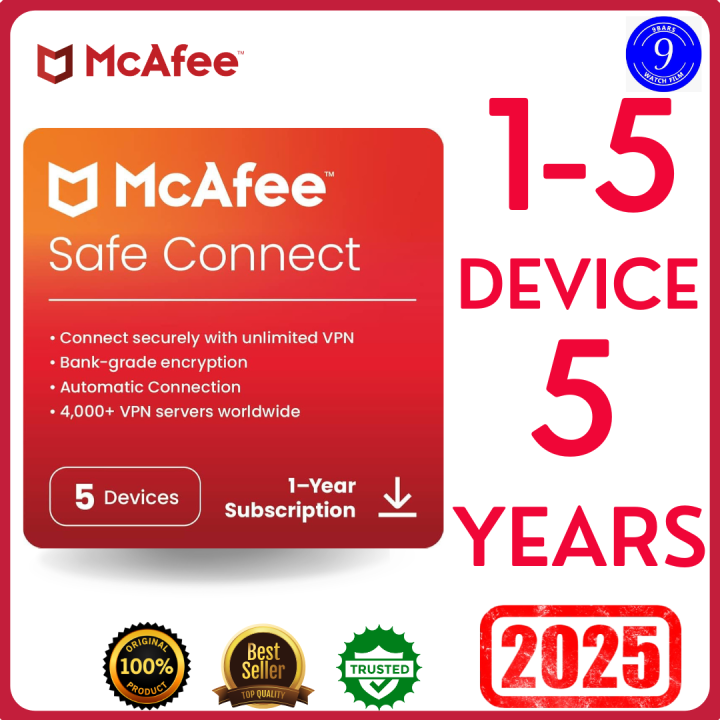 McAfee Safe Connect VPN for windows Premium 5 Devices N Year - 2025 ...