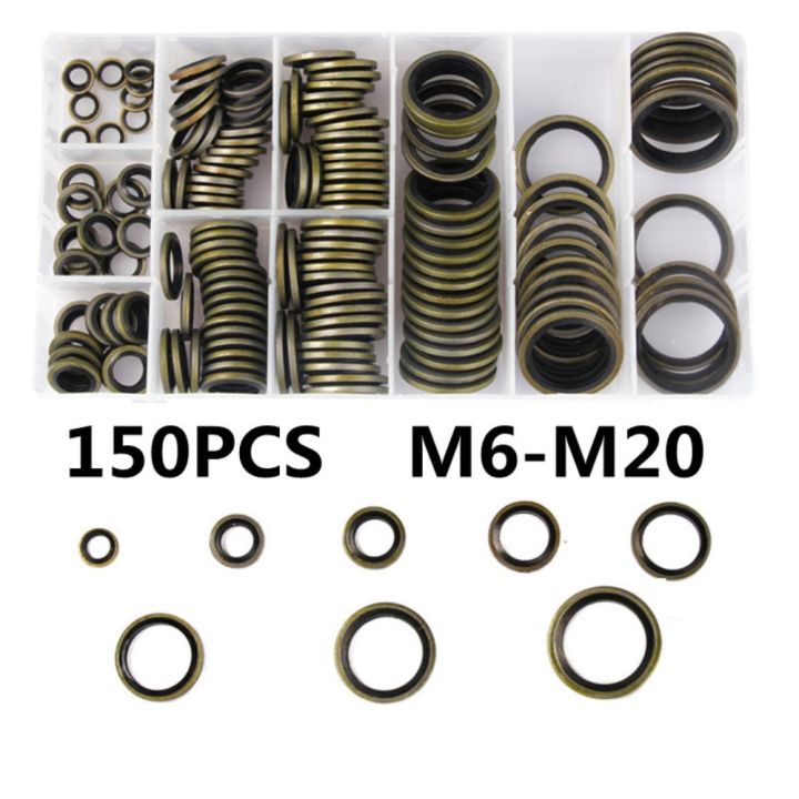 150PCS M6-M20 High Pressure Hydralic Rubber Oil Pipe Seal Gasket Rubber ...