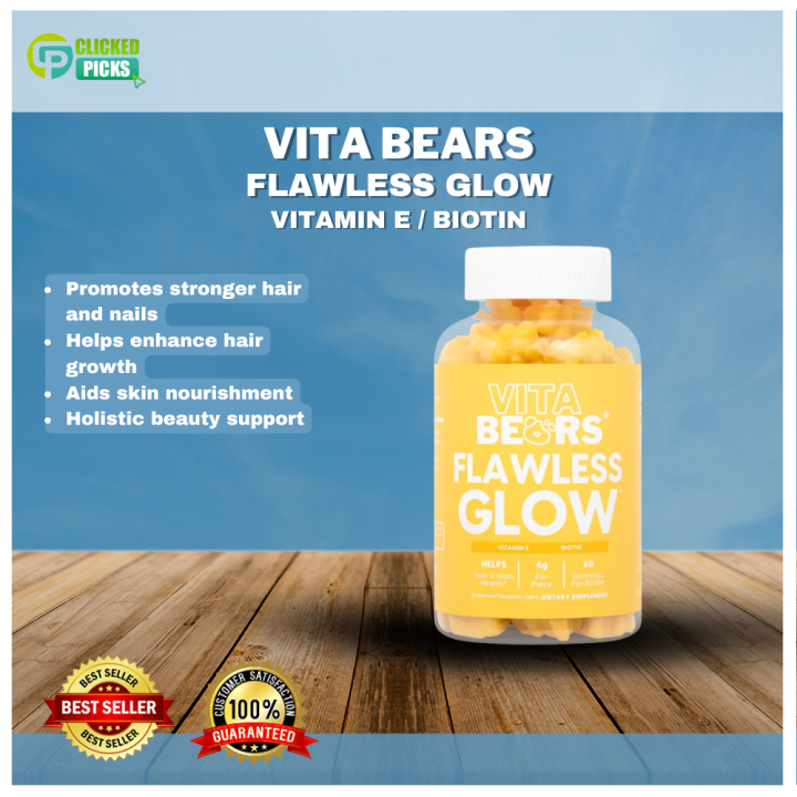 VitaBears Flawless Glow Vitamins Gummies Chewable 60 pcs biotin with ...