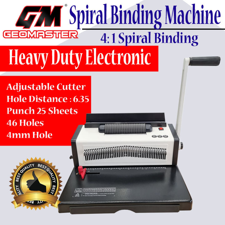 Geomaster Heavy Duty Electronic 4:1 Spiral Binding , Coil Binding Machine - Spiral Comb Binding ...