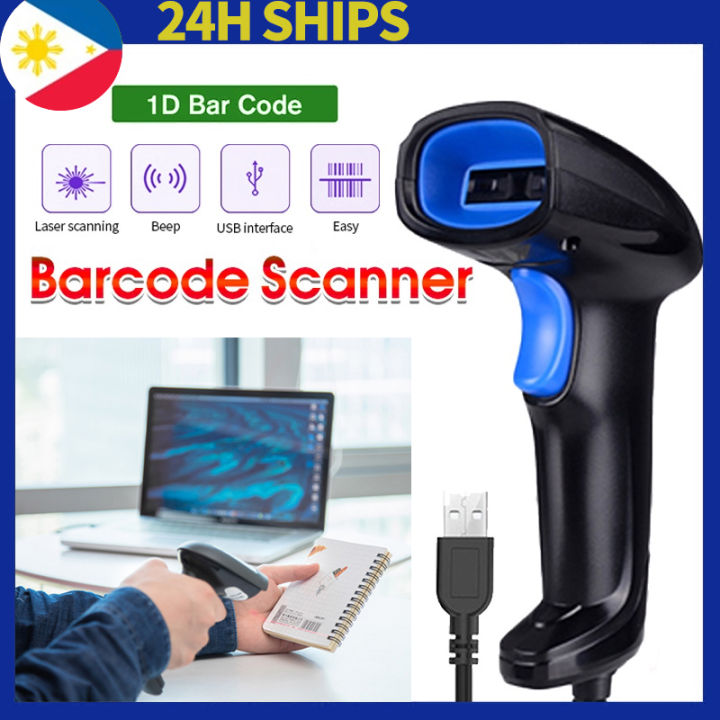 Handheld Barcode Scanner Wired Scanner Plug & Play Portable 1D Bar Code ...