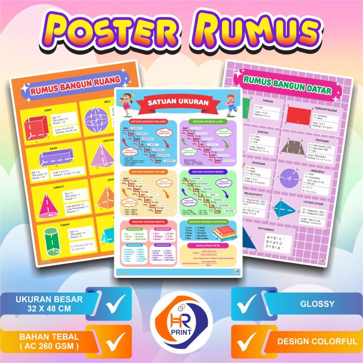 Poster Edukasi Rumus Ruang - Poster Edukasi Rumus Datar - Poster Rumus ...