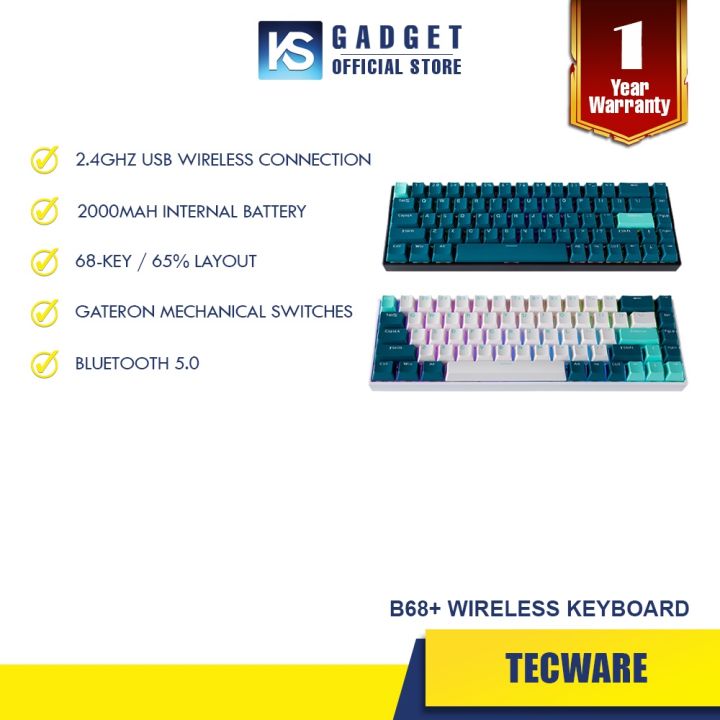 Tecware B68+ Wireless Mechanical Keyboard (BLACK WHITE) | Lazada