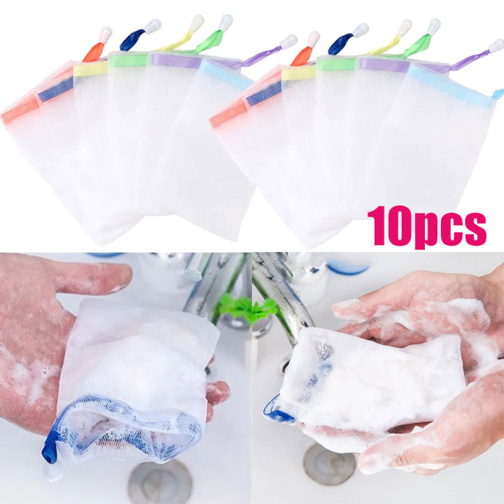 Dorisna 10pcs Soap Foaming Net Nylon Foaming Net Shower Soap Foaming