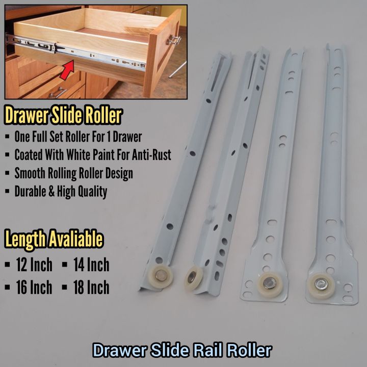12" 14" 16" 18" Drawer Slide Rail Roller Runner Rail Laci For Home ...