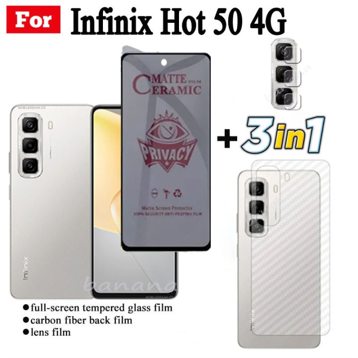 3 IN 1 Infinix Hot 50 4G Anti-Spy Privacy Ceramic film For Infinix Hot 50i 40i 40 Pro Camera ...